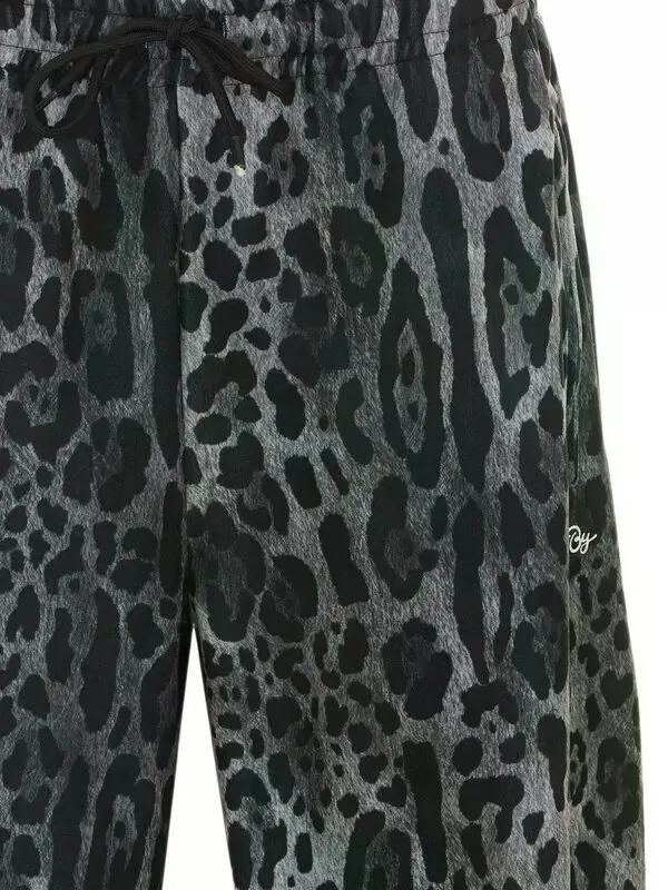 ANIYE BY Leopard-print Lace-trim Track Pants