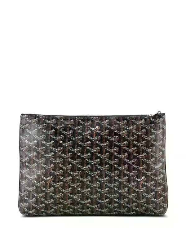 Goyard Senat Zip Coated Canvas Mm Pouch - Brown