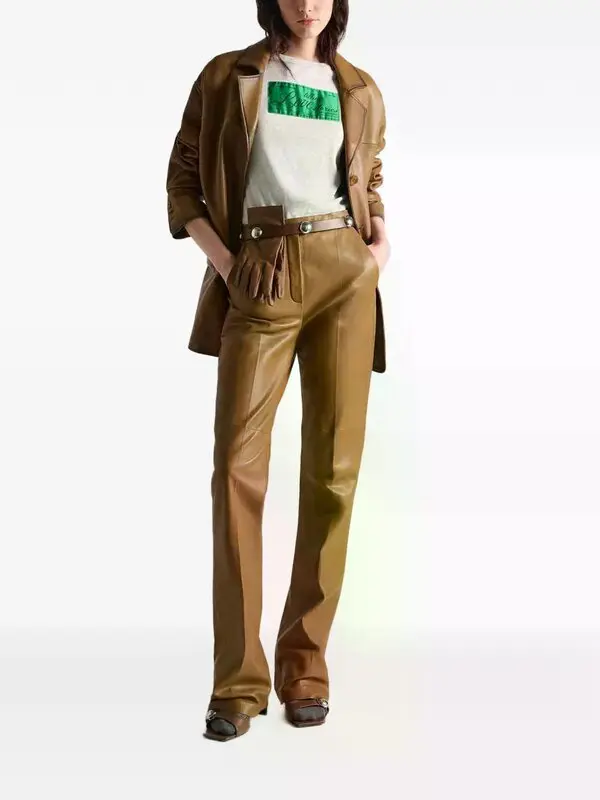 Dorothee Schumacher Pressed-crease Leather Trousers