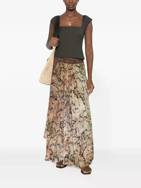 PIERRE-LOUIS MASCIA Floral-print Pleated Maxi Skirt