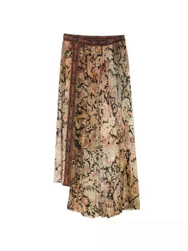 PIERRE-LOUIS MASCIA Floral-print Pleated Maxi Skirt - Neutrals