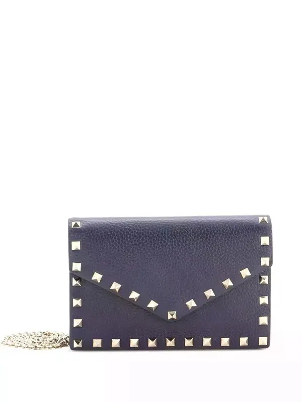 Valentino Garavani Rockstud Envelope Chain Leather Small Crossbody Bag - Blue