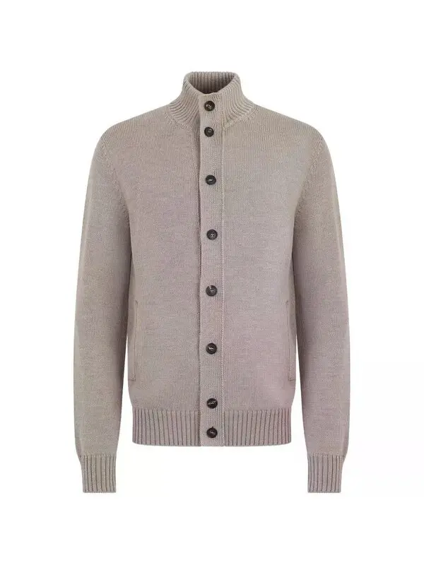 SLOWEAR High-neck Button-up Cardigan