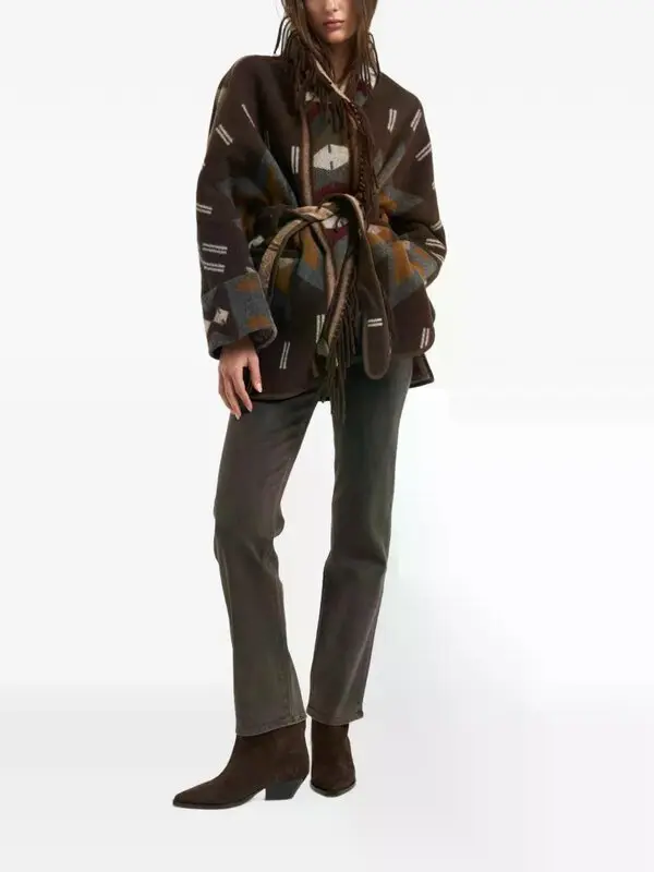 BAZAR DELUXE Geometric-pattern Fringed Jacket