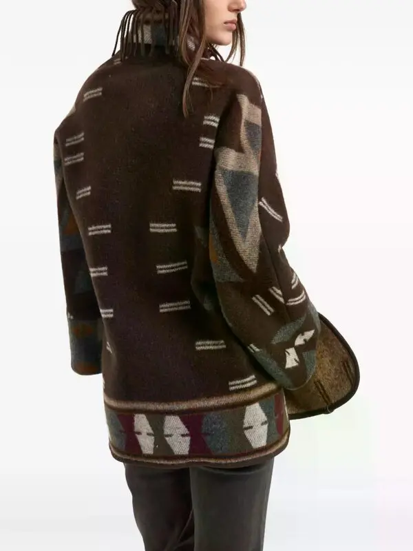 BAZAR DELUXE Geometric-pattern Fringed Jacket