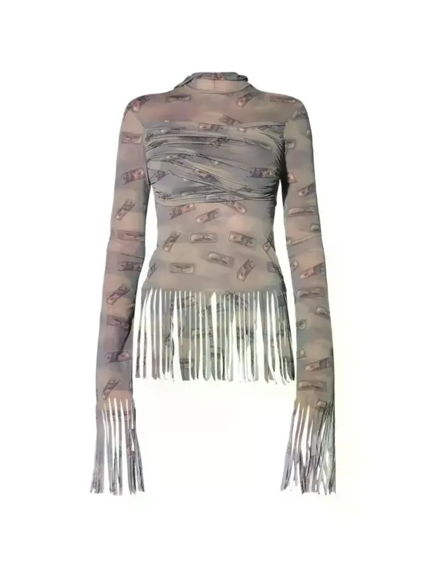 AVAVAV Banknote-print Fringed Blouse