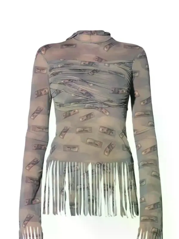 AVAVAV Banknote-print Fringed Blouse