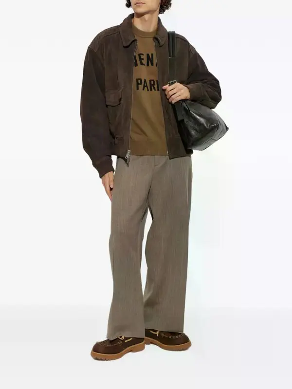 AGOLDE Suede Bomber Jacket - Brown