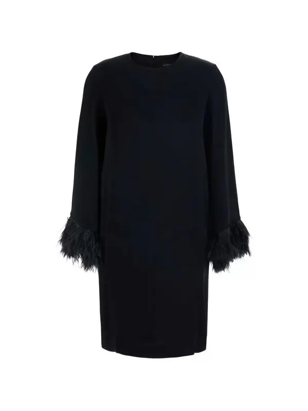 Antonelli Firenze Feather-trim Long-sleeve Mini Dress