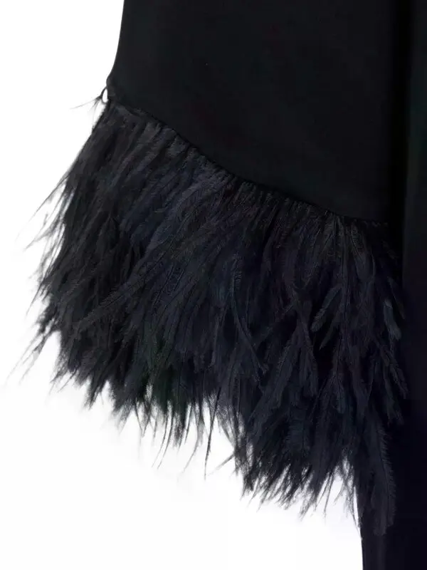 Antonelli Firenze Feather-trim Long-sleeve Mini Dress