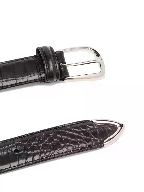 Anderson's Croc-effect Leather Belt - Black