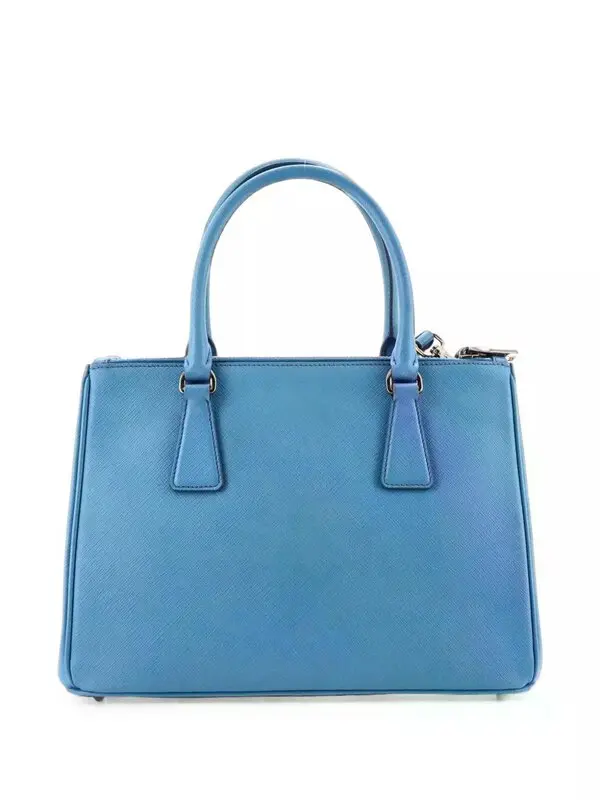 Prada Galleria Double Zip Tote Saffiano Leather Small Cross Body Bag - Blue