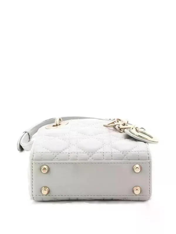 Dior Lady Bag Cannage Quilt Lambskin Micro Shoulder Bag - Grey