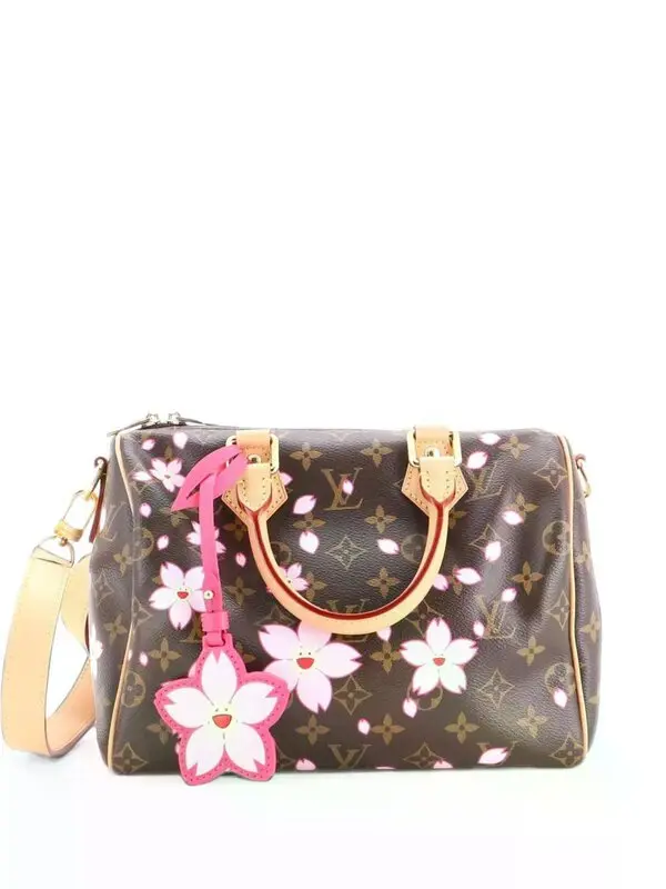 LOUIS VUITTON X Takashi Murakami Speedy Handbag Limited Edition Cherry Blossom Monogram 25 Satchel - Brown