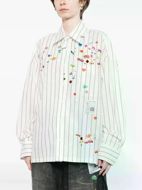 Mihara Yasuhiro Striped Embroidered Shirt