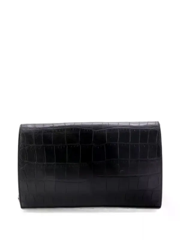 Saint Laurent Classic Monogram Crocodile Embossed Leather Large Clutch Bag