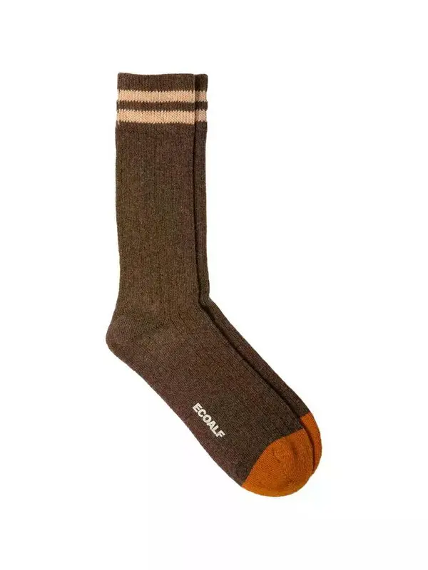 ECOALF Logo-print Striped Socks - Brown