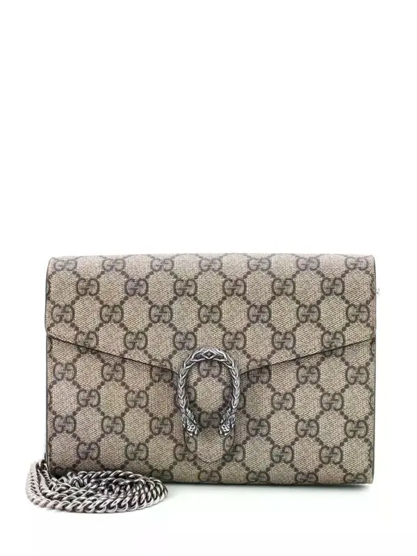 Gucci Dionysus Chain Wallet Gg Coated Canvas Small Crossbody Bag - Brown