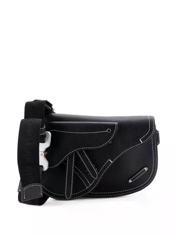 Dior Saddle Messenger Pouch Leather Crossbody Bag - Black