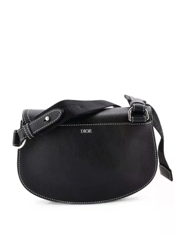 Dior Saddle Messenger Pouch Leather Crossbody Bag - Black