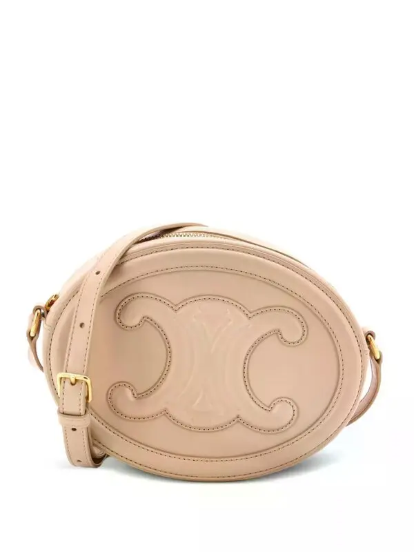 Celine Triomphe Oval Leather Crossbody Bag - Neutrals