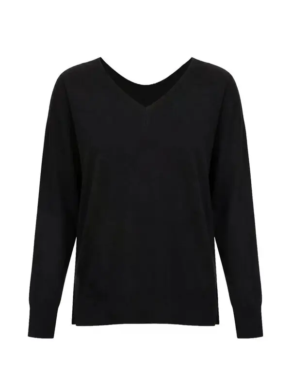 SOLOTRE V-neck Side-slit Sweater