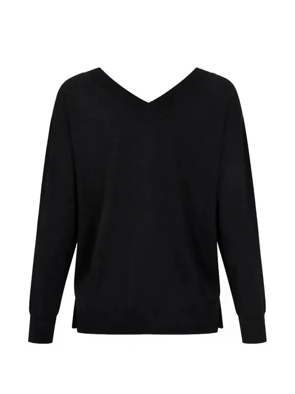 SOLOTRE V-neck Side-slit Sweater