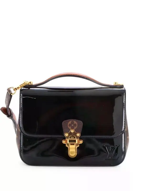 LOUIS VUITTON Cherrywood Handbag Vernis With Monogram Canvas Bb Shoulder Bag
