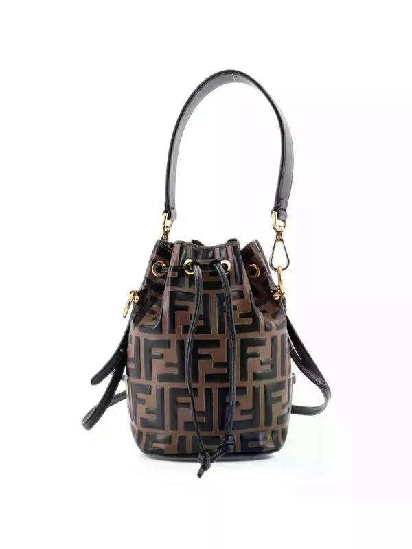 Fendi Mon Tresor Zucca Embossed Leather Mini Bucket Bag