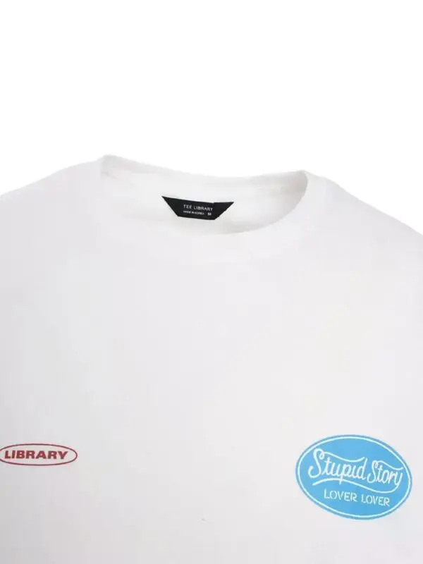 TEE LIBRARY Stupid Story Logo-print T-shirt