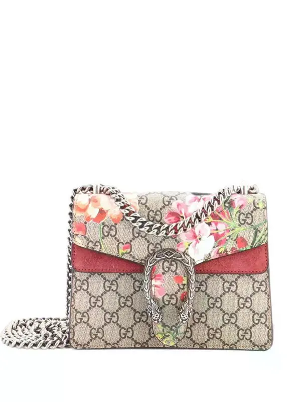 Gucci Dionysus Bag Blooms Print Gg Coated Canvas Mini Shoulder Bag - Brown