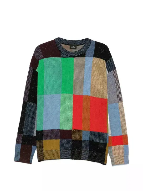 Paul Smith Patchwork-pattern Crew-neck Sweater - Green
