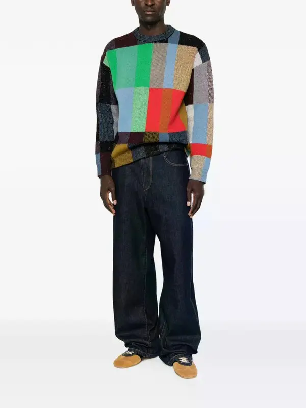 Paul Smith Patchwork-pattern Crew-neck Sweater - Green