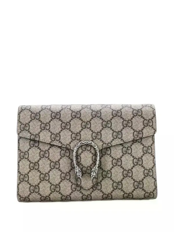 Gucci Dionysus Chain Wallet Gg Coated Canvas Small Crossbody Bag - Brown