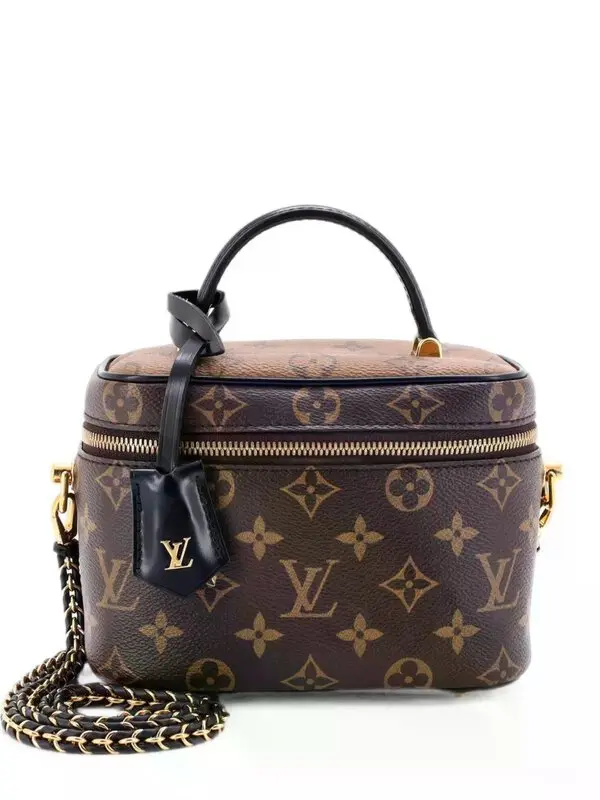 LOUIS VUITTON Reverse Monogram Canvas Pm Satchel Vanity Handbag - Black