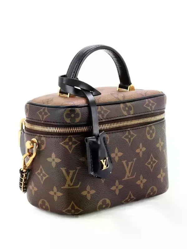 LOUIS VUITTON Reverse Monogram Canvas Pm Satchel Vanity Handbag - Black