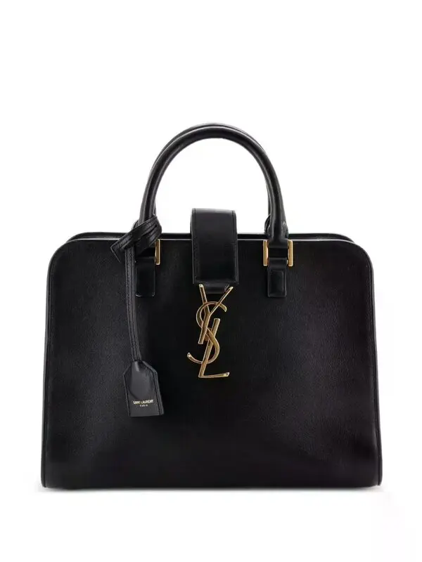 Saint Laurent Monogram Cabas Leather Baby Satchel - Black