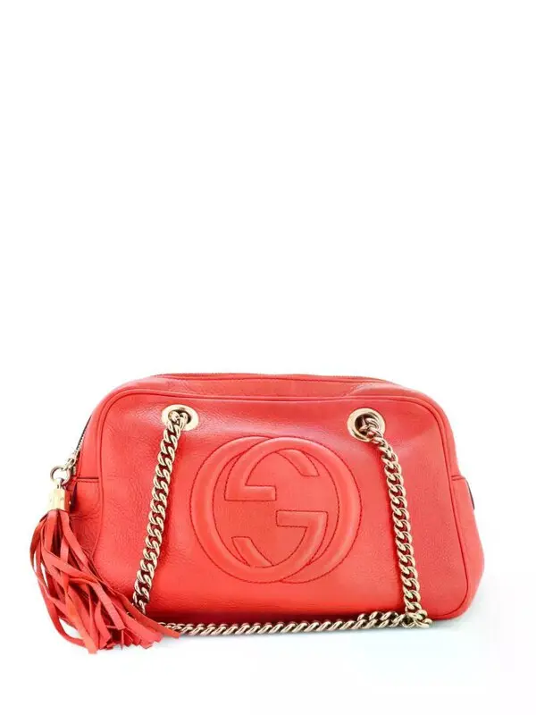 Gucci Soho Chain Zip Leather Small Shoulder Bag - Red