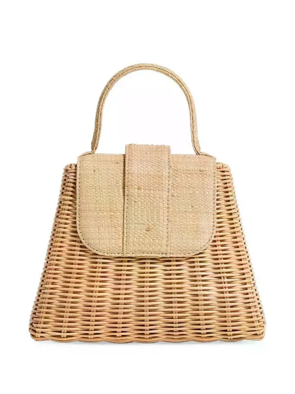 Pamela Munson Petite Lady Shell-embroidered Rattan Tote Bag