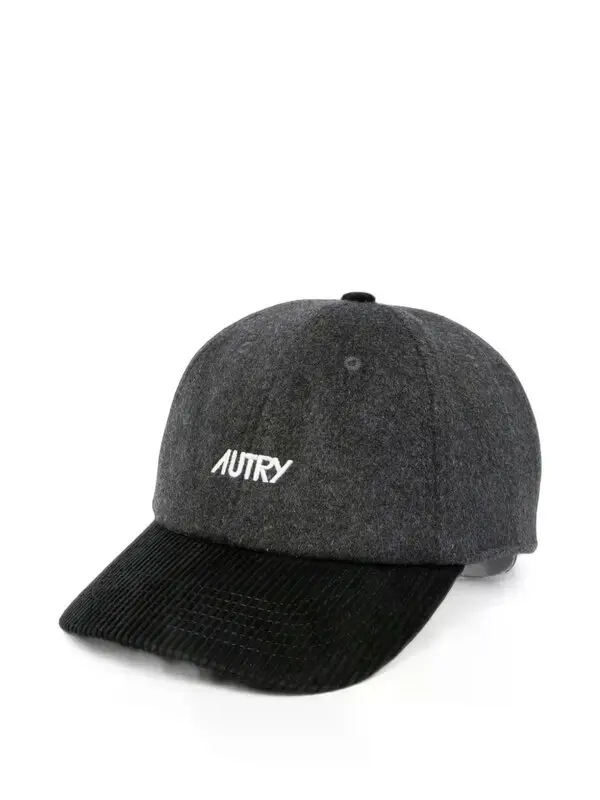 AUTRY Logo-embroidered Corduroy-brim Cap - Grey