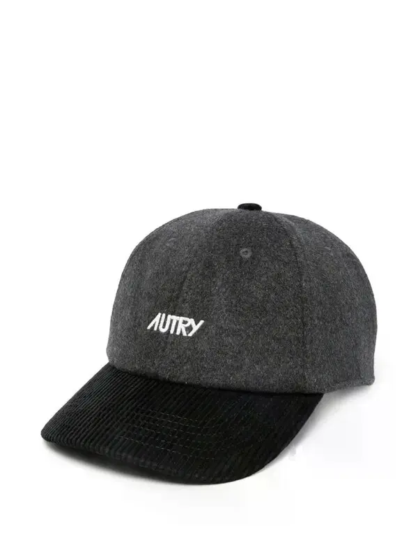 AUTRY Logo-embroidered Corduroy-brim Baseball Cap - Grey