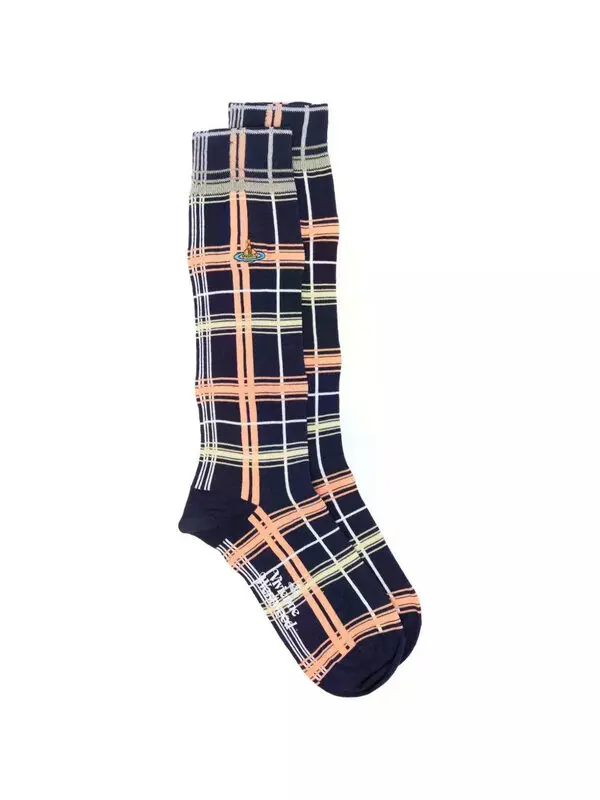VIVIENNE WESTWOOD Orb-embroidered Check-pattern Socks