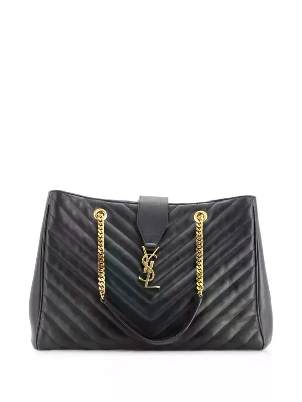 Saint Laurent Classic Monogram Shopper Matelasse Chevron Leather Large Tote Bag