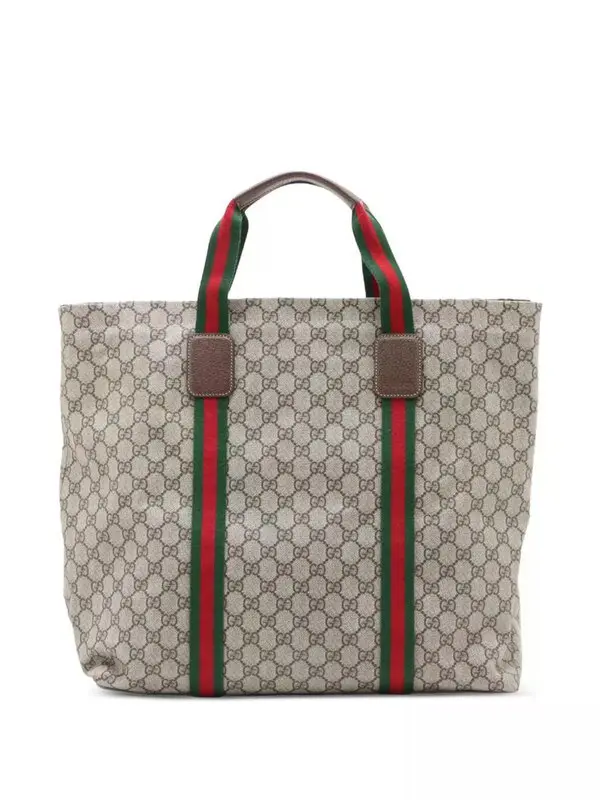 Gucci Gg Supreme Web Tote Bag - Neutrals