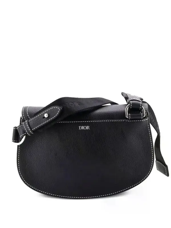 Dior Leather Saddle Messenger Pouch Cross Body Bag - Black