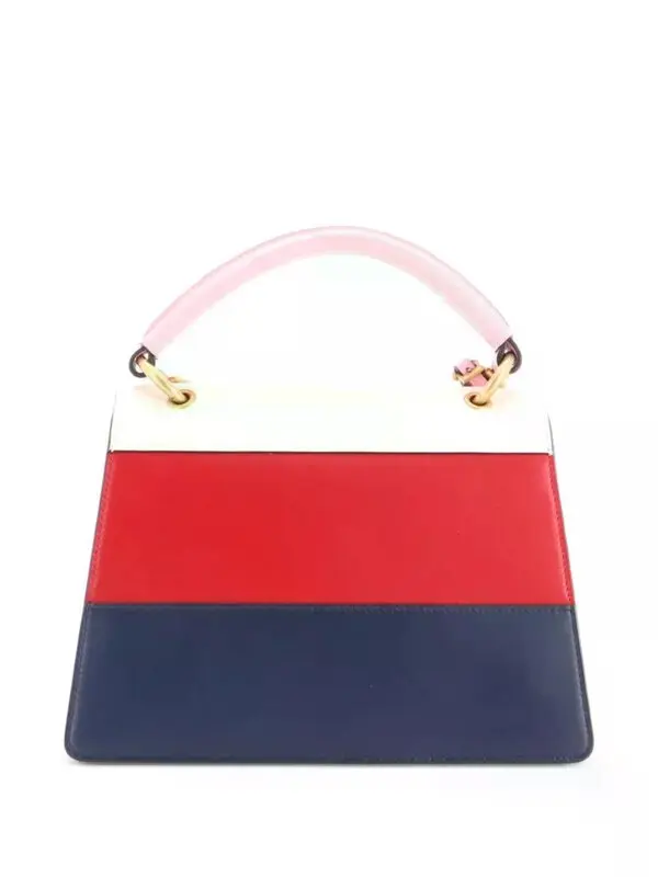 Gucci Queen Margaret Top Handle Bag Colorblock Leather Small Satchel - Red