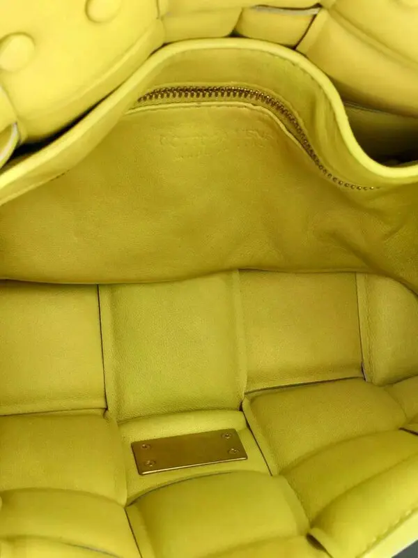 Bottega Veneta Cassette Chain Padded Maxi Intrecciato Leather Cross Body Bag - Yellow