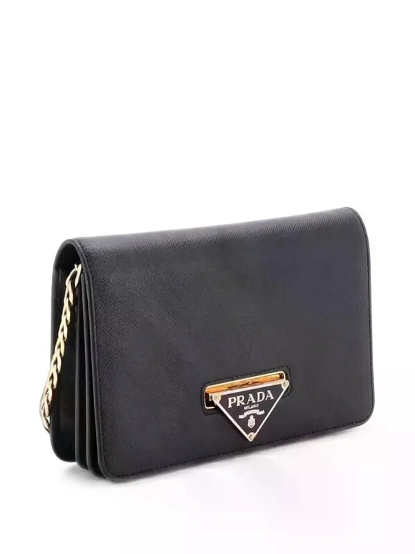 Prada Saffiano Leather Small Flap Wallet On Chain Clutch Shoulder Bag