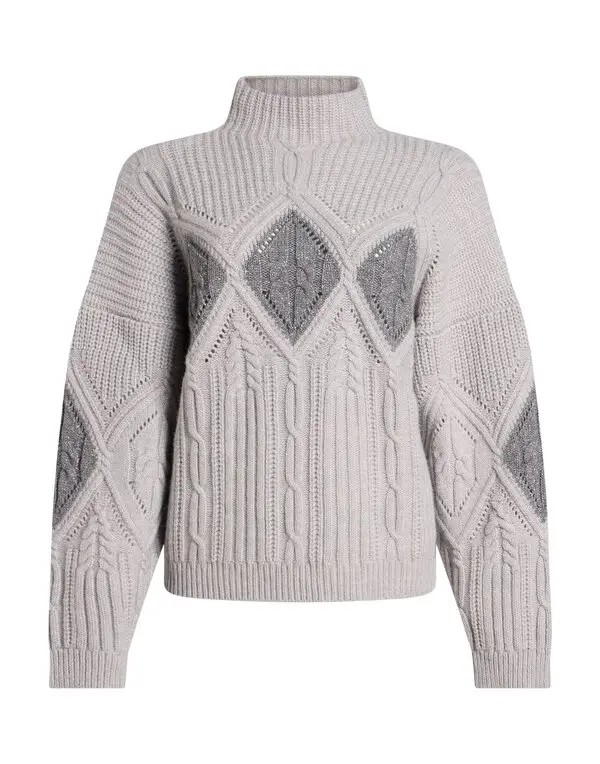 TWINSET Metallic Blend Mock Neck Sweater