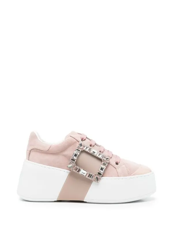 ROGER VIVIER Viv Skate High Strass Leather Sneakers